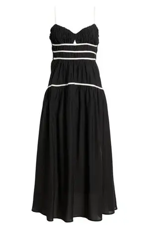 Moon River Shirred Tiered Midi Sundress