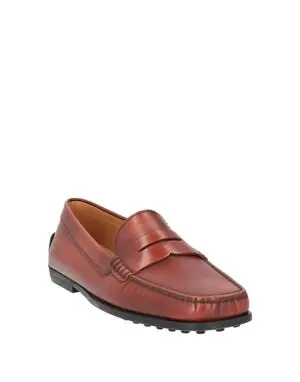 TOD'S Rust Leather Penny Loafers