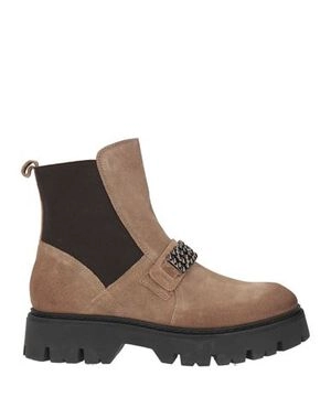 CAFÈNOIR Leather Ankle Boots With Studded Detail - Beige