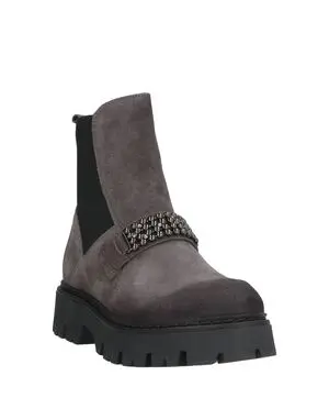 CAFÈNOIR Leather Ankle Boots With Studded Detail - Grey