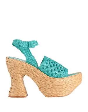 PALOMA BARCELO Woven Espadrille Sandals With Geometric Heel - Blue