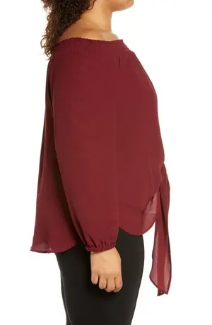 Michael Kors Tie Front Off The Shoulder Crepe Blouse