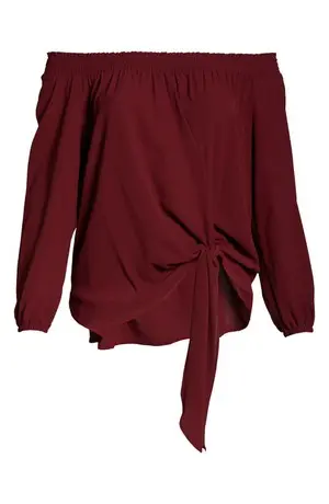 Michael Kors Tie Front Off The Shoulder Crepe Blouse