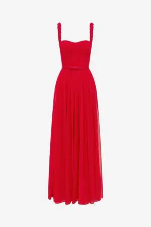LEO LIN Angelina Ruffled Maxi Dress - Vermilion