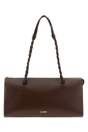 JIL SANDER Chocolate Leather Tangle Tent Shoulder Bag - Brown