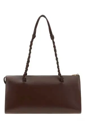 JIL SANDER Chocolate Leather Tangle Tent Shoulder Bag