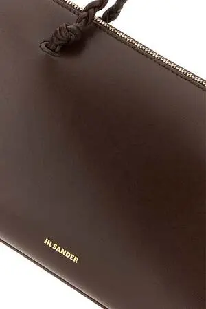 JIL SANDER Chocolate Leather Tangle Tent Shoulder Bag