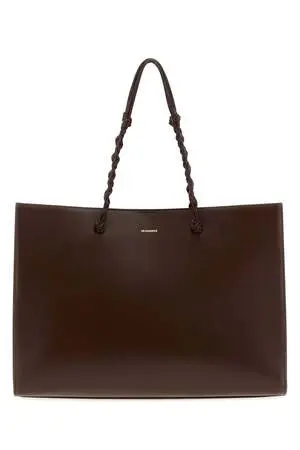 JIL SANDER Chocolate Leather Tangle Shopping Bag - Brown