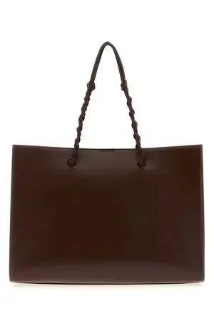 JIL SANDER Chocolate Leather Tangle Shopping Bag