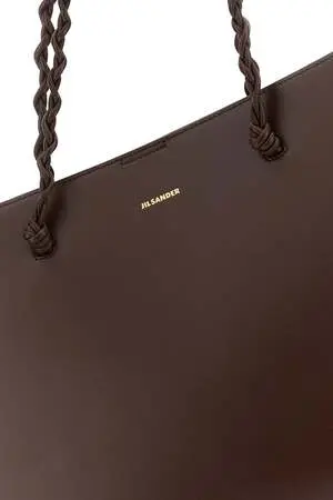 JIL SANDER Chocolate Leather Tangle Shopping Bag