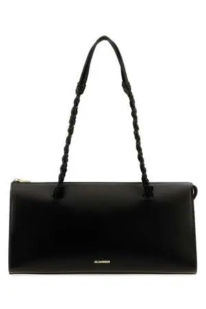 JIL SANDER Leather Tangle Tent Shoulder Bag - Black