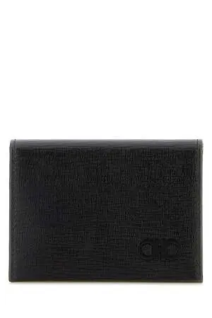 FERRAGAMO Leather Card Holder - Black