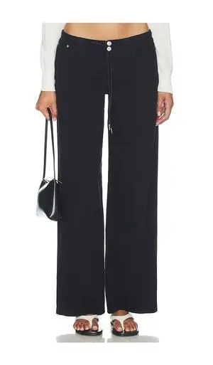 Still Here Wide Leg Corduroy Denim Jeans - Black