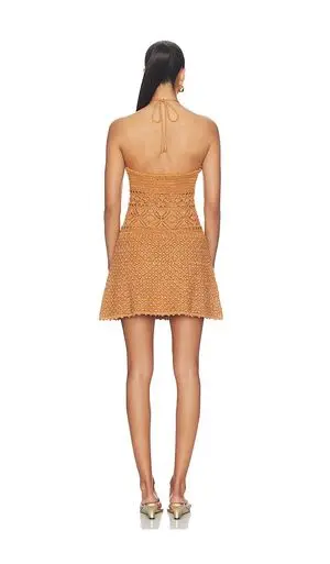 Retrofete Halterneck Crochet Dress With Metallic Threading