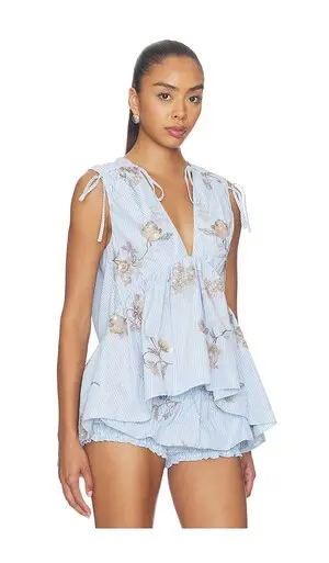 AKNVAS Lamia Poplin Top In Multi