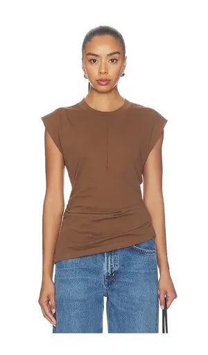 PISTOLA Nya Draped Tee In Brown - Java