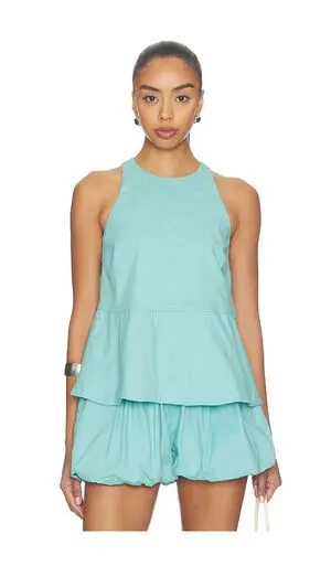 ALIGNE Carlos Poplin Peplum Top - Blue