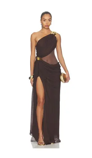 Cult Gaia Genista Dress In Brown - Luwak