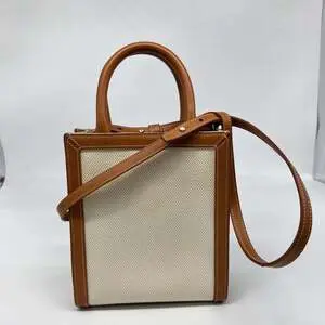 Celine Leather And Canvas Tote Bag