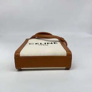 Celine Leather And Canvas Tote Bag