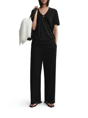 TOTEME Cotton And Silk Deep U-neck T-shirt
