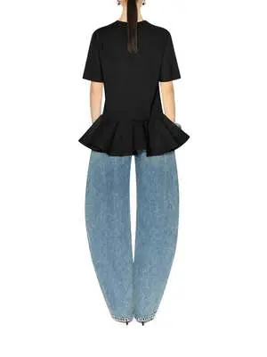 Alaïa Cotton Jersey T-shirt With Crinoline Detail - Black