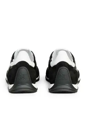 Celine Low Top Suede And Calfskin Lace-up Sneakers - Black