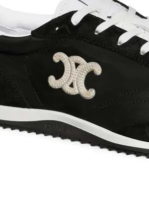 Celine Low Top Suede And Calfskin Lace-up Sneakers - Black