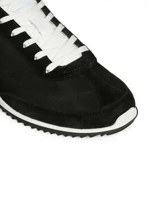 Celine Low Top Suede And Calfskin Lace-up Sneakers - Black