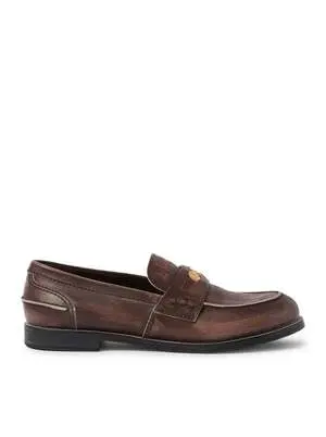 Miu Miu Vintage Effect Leather Loafers - Multicolor