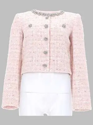 SELF-PORTRAIT Giacca Boucle Con Paillettes - Pink