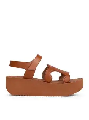 Celine Sunny Calfskin Platform Sandals With Oversized Triomphe - Tan
