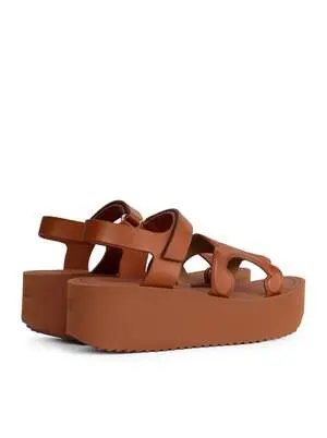 Celine Sunny Calfskin Platform Sandals With Oversized Triomphe