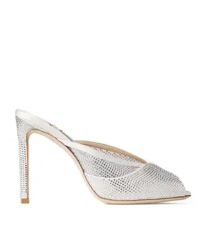 JIMMY CHOO Brigitte 100 Embellished Mules - Ivory
