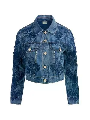 Alice + Olivia Chloe Embroidered Denim Jacket