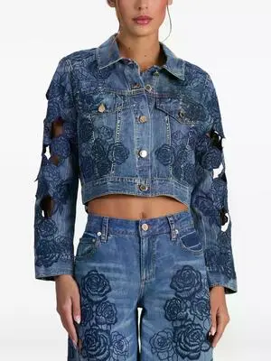 Alice + Olivia Chloe Embroidered Denim Jacket