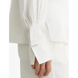 REISS Orla Open-collar Stretch Silk-blend Blouse