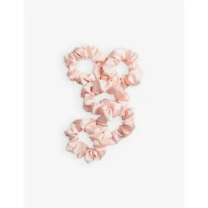 KITSCH Set Of Five Satin Sleep Scrunchies - Blush