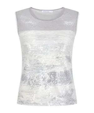 Patrizia Pepe Sleeveless Sequinned Knitted Top - White