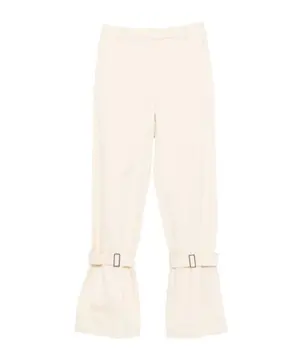 Patrizia Pepe Cotton Trousers With Adjustable Straps - Beige