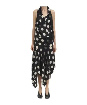Junya Watanabe Polka Dot Halter Neck Dress - Black