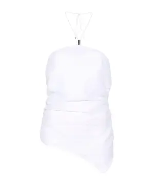 SEMICOUTURE Halter Gathered Top - White