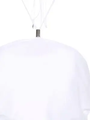SEMICOUTURE Halter Gathered Top With Asymmetrical Hem And Pleated Details