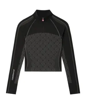 Casablanca Seamless Monogram Half Zip Long Sleeve Top - Grey