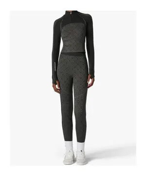 Casablanca Seamless Monogram Half Zip Long Sleeve Top - Grey