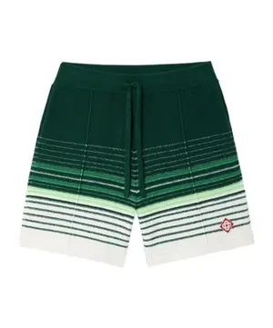 Casablanca Green & White Striped Bouclé Shorts