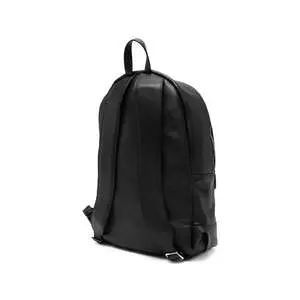 Santoni Grained Leather Backpack - Black