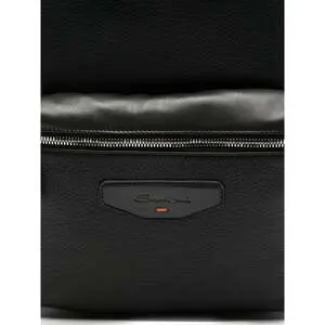 Santoni Grained Leather Backpack - Black