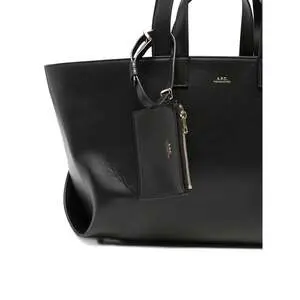 A.p.c. Leather Tote Bag With Gold-tone Logo - Black