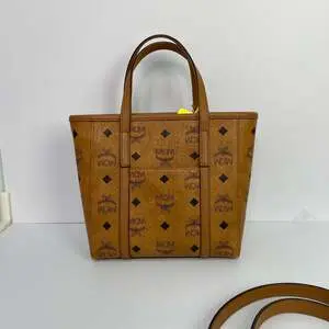 Mcm Leather Monogram Tote Bag